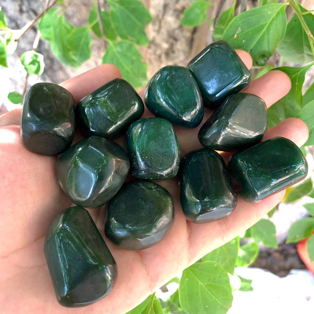 11 Pcs Green Nephrite Jade Tumbles, Jade Tumbles, Green Jade Tumbles ...
