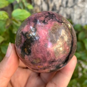 515g Pink Rhodonite Sphere, Rhodonite Sphere, Pink Rhodonite Ball ...
