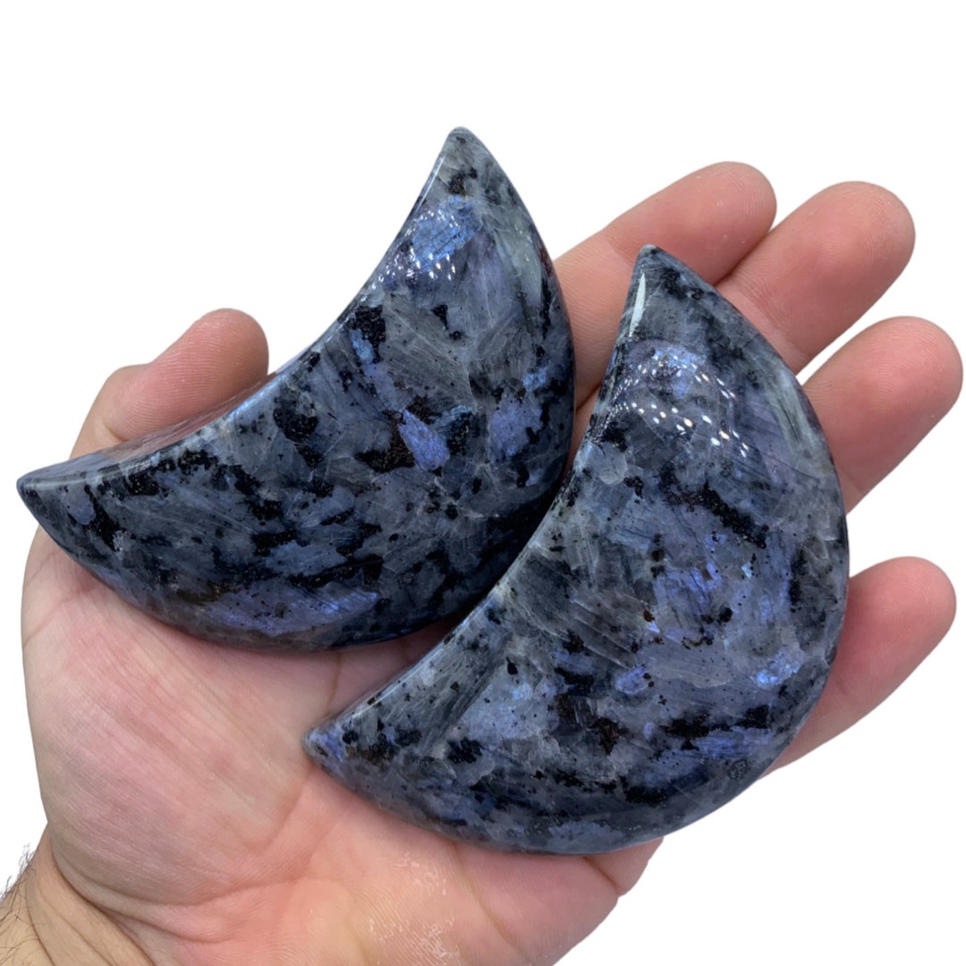 Bluish Grey Larvikite Polished Moon, Blue Larvikite Moon, Larvikite ...