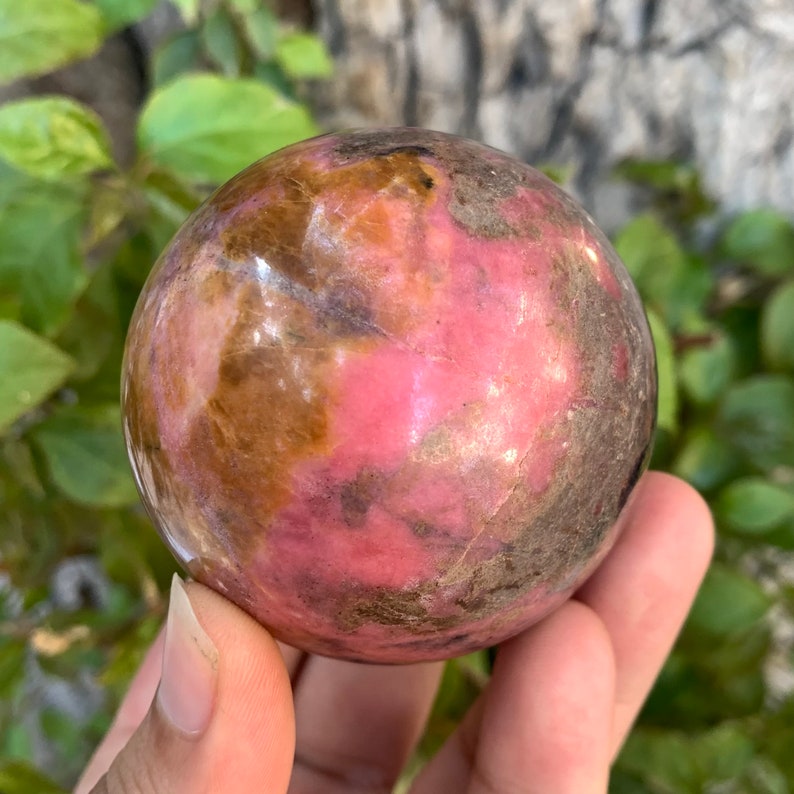 515g Pink Rhodonite Sphere, Rhodonite Sphere, Pink Rhodonite Ball ...