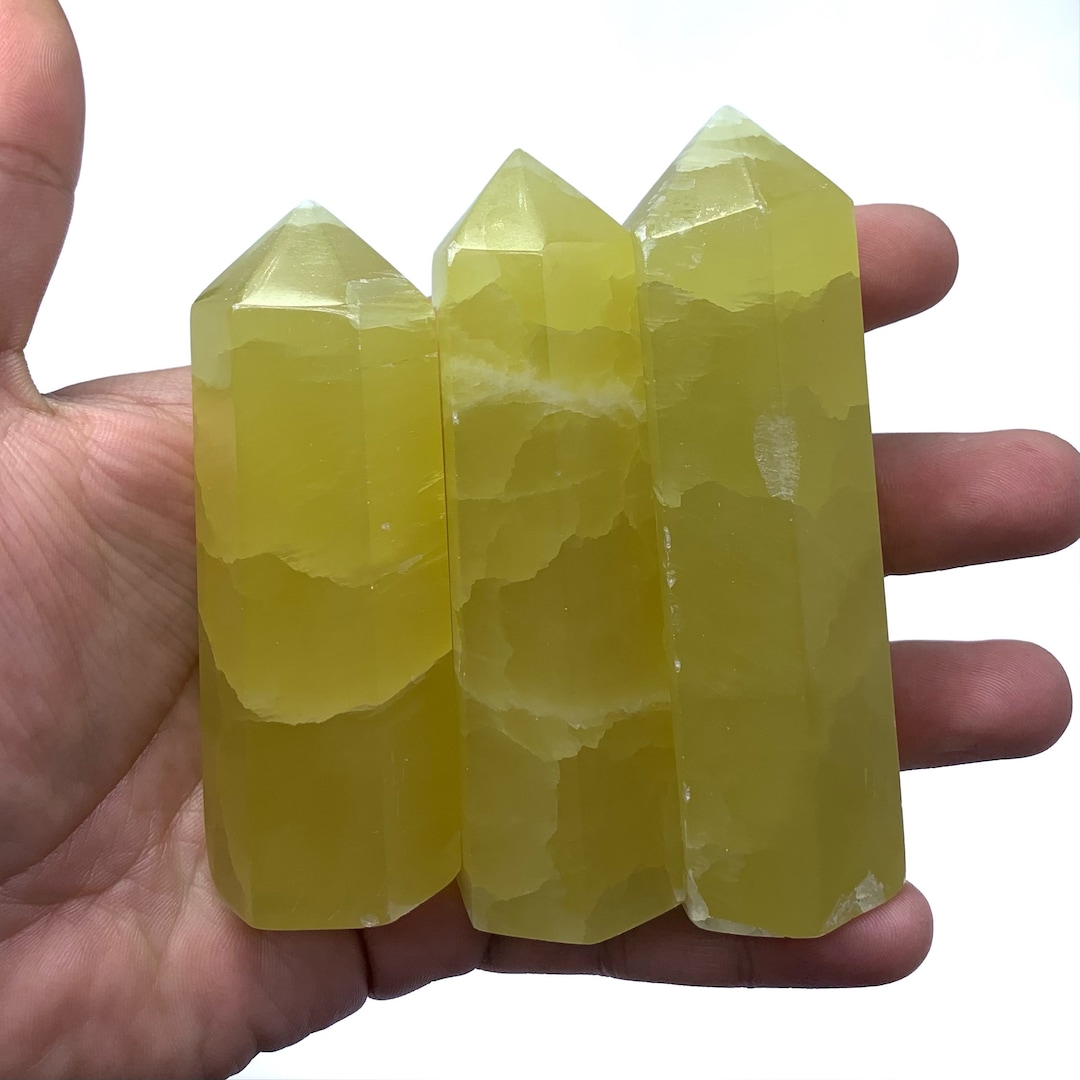 Beautiful Quality Yellow Lemon Calcite Point , Lemon Calcite, Lemon ...