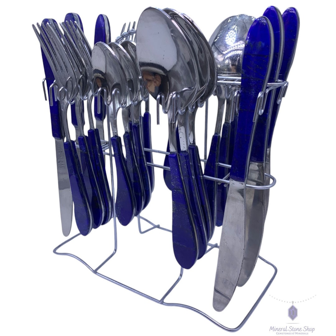 1.6 Kg Best Quality Lapis Lazuli Cutlery Set, Lapis Spoon Forks, Lapis ...