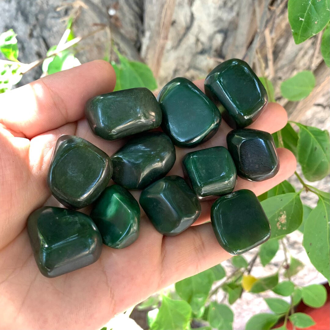 11 Pcs Great Quality Green Nephrite Jade Tumbles, Jade Tumbles, Green ...