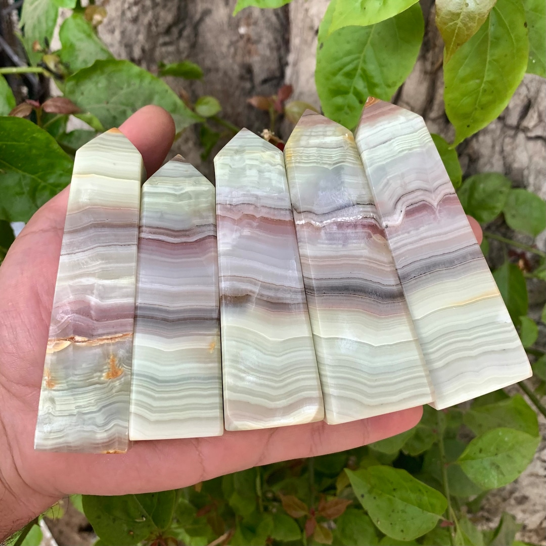 Beautiful Pink Banded Onyx Towers, Onyx Stone Points, Pink Onyx Towers ...