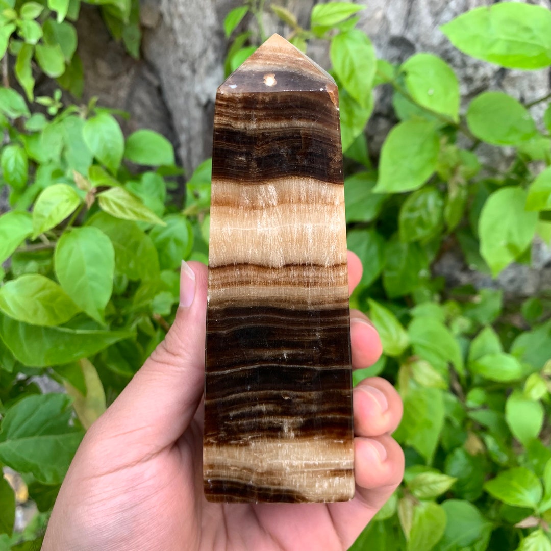 506g Beautiful Chocolate Calcite Tower, Chocolate Calcite Obelisk ...