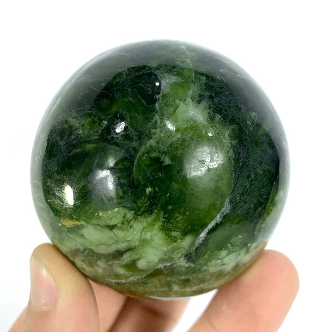 390g Beautiful Green Serpentine Sphere, Serpentine Sphere, Green ...