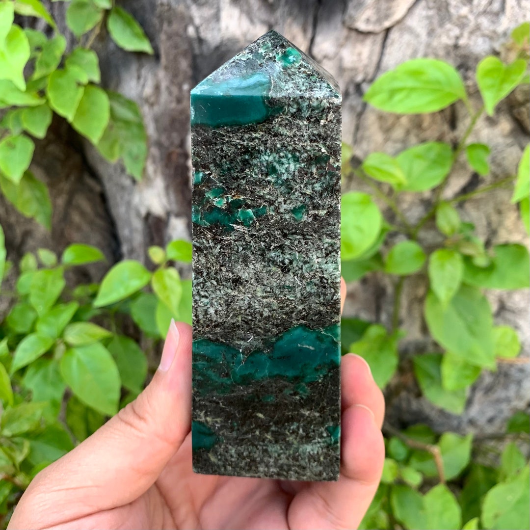 499g Beautiful Green Hydro Garnet Tower, Hydro Garnet Obelisk, Hydro ...
