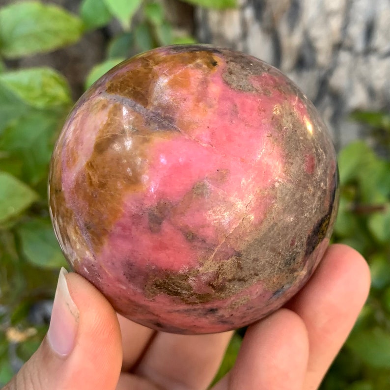 515g Pink Rhodonite Sphere, Rhodonite Sphere, Pink Rhodonite Ball ...