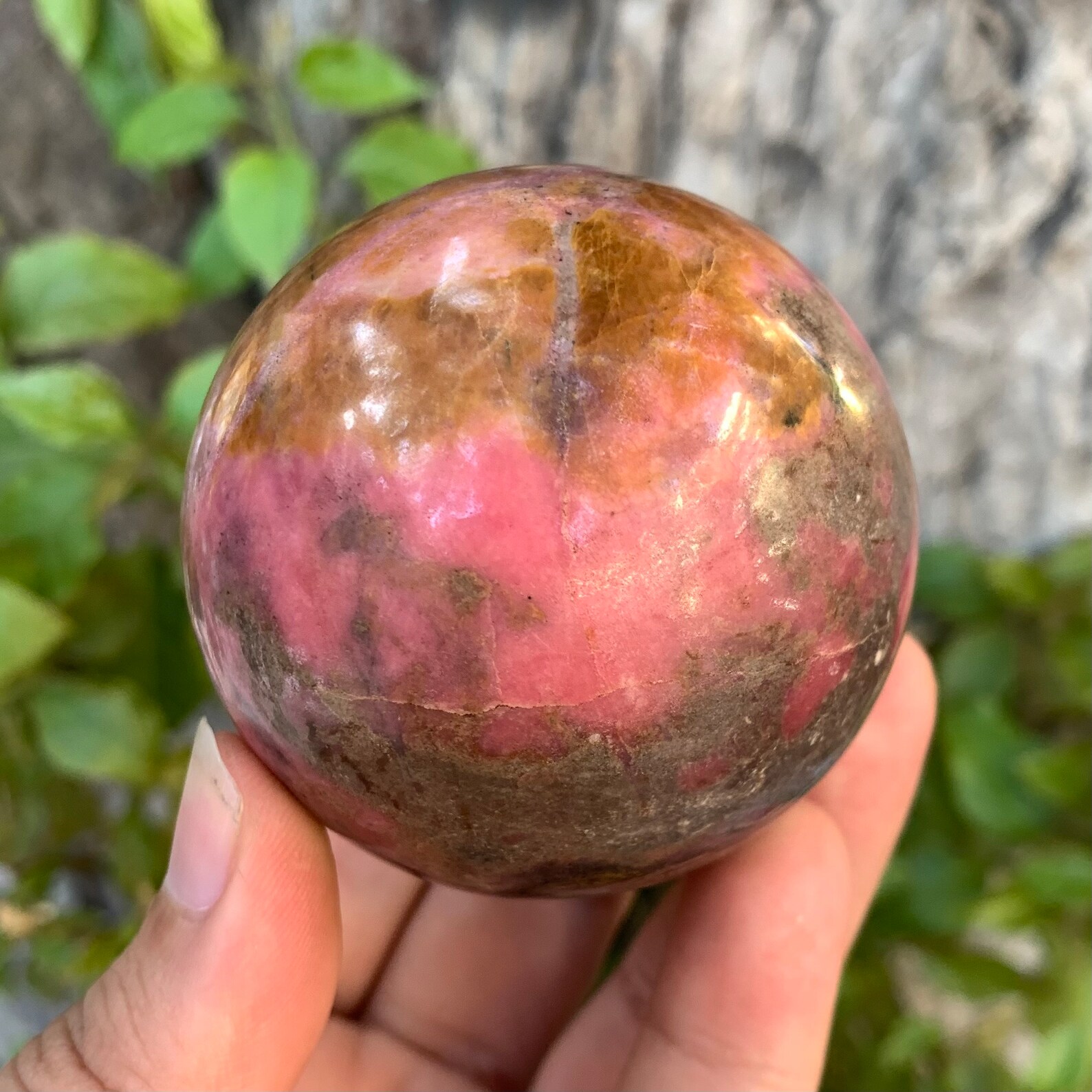 515g Pink Rhodonite Sphere, Rhodonite Sphere, Pink Rhodonite Ball ...