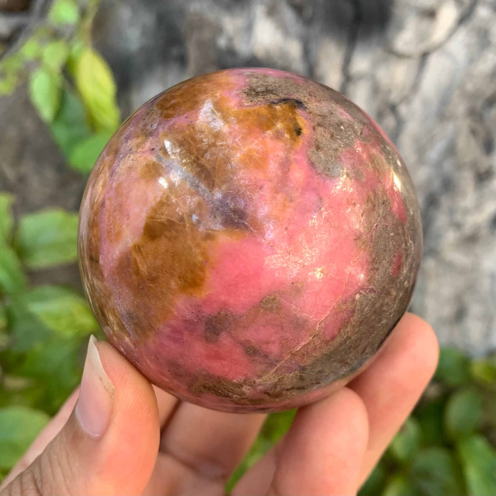 515g Pink Rhodonite Sphere, Rhodonite Sphere, Pink Rhodonite Ball ...