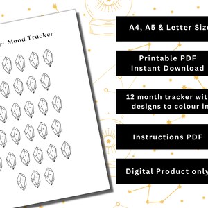 Celestial Mood Tracker, Printable, Monthly Mood Chart, Themed, Bullet ...