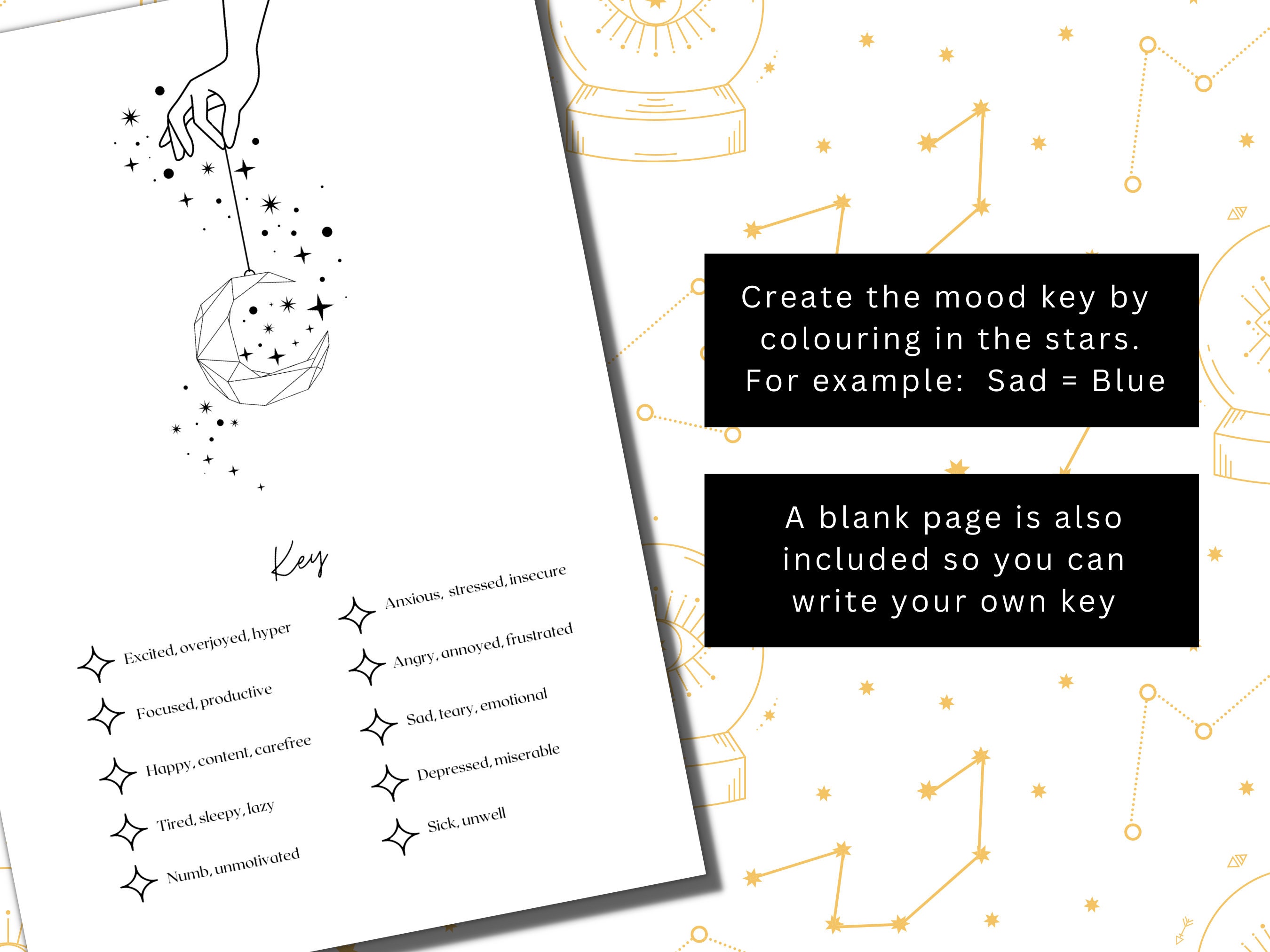 Celestial Mood Tracker, Printable, Monthly Mood Chart, Themed, Bullet ...