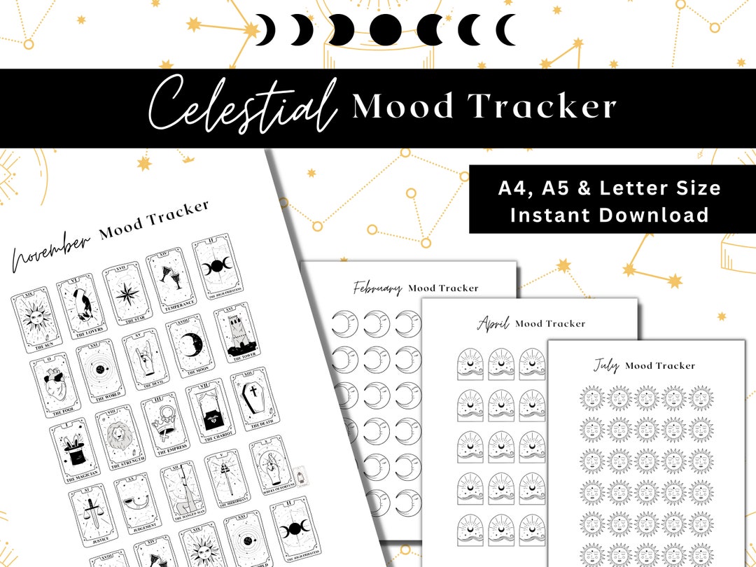Celestial Mood Tracker, Printable, Monthly Mood Chart, Themed, Bullet ...