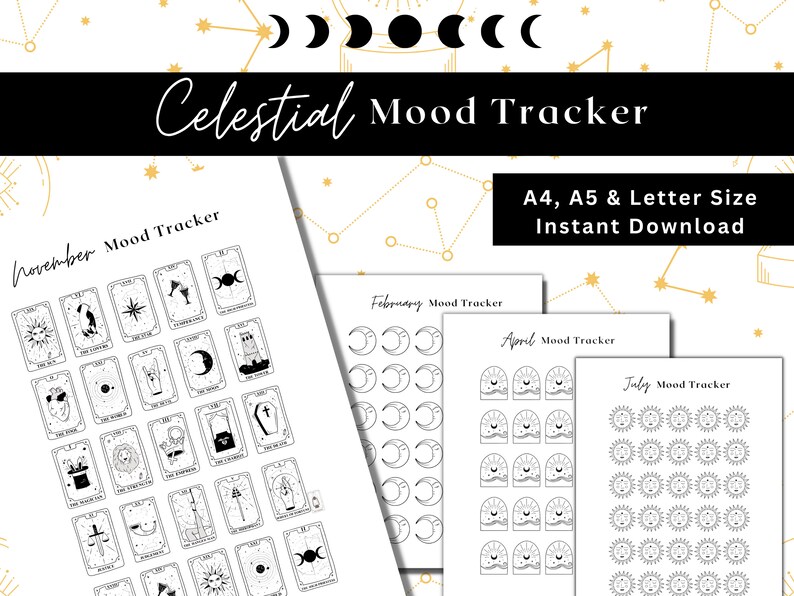 Celestial Mood Tracker Printable Monthly Mood Chart Themed - Etsy