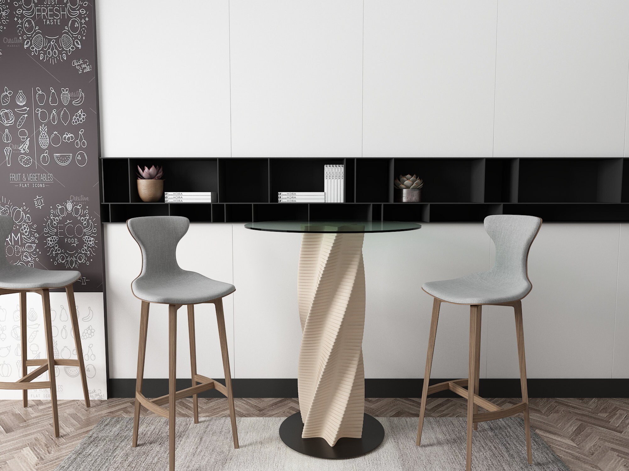 Table Bar En Bois Et Verre | Table Design Unique Original Sur Mesure ...