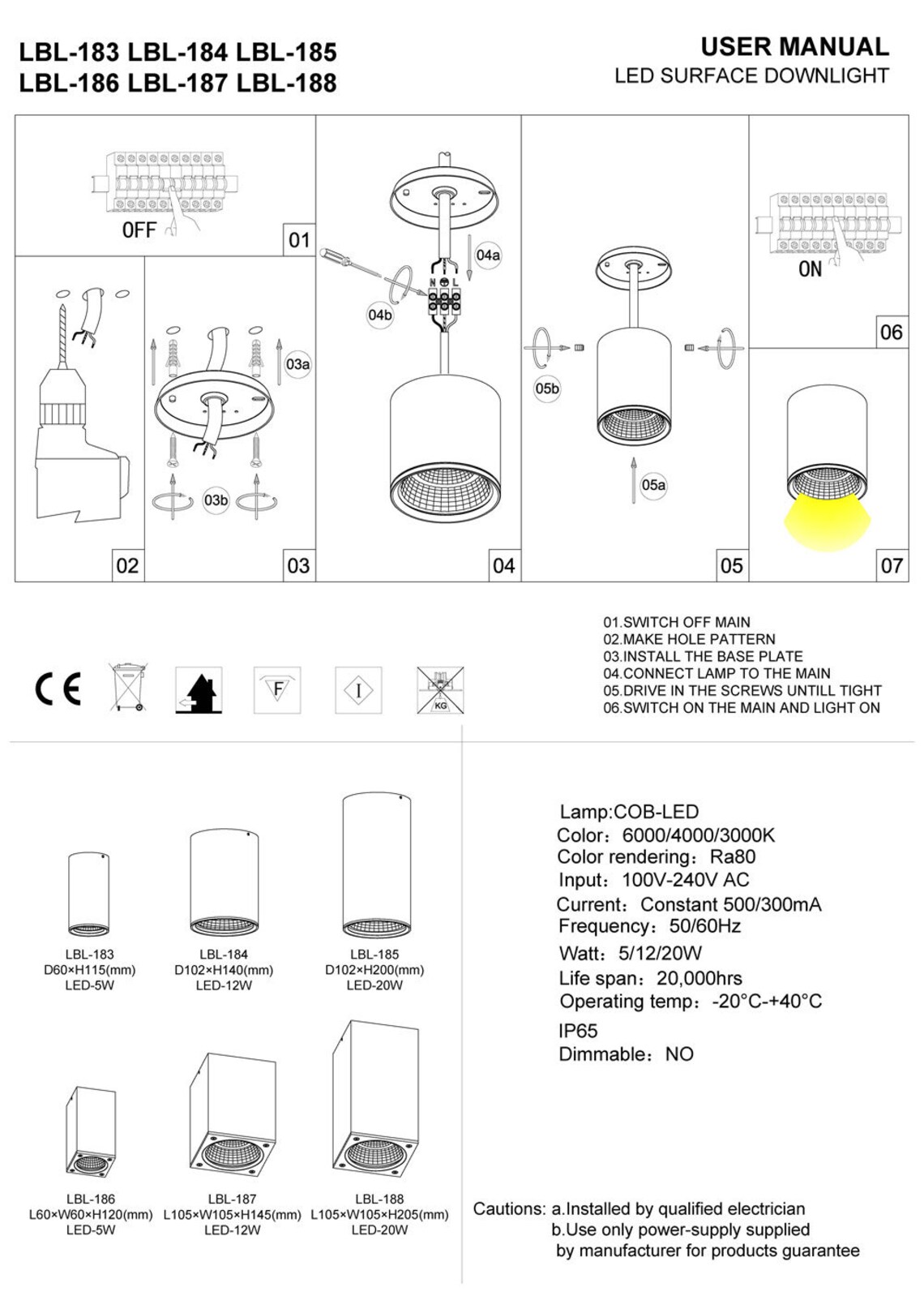 Outdoor Ceiling Spotlight 5 Watt LED Black Surface Mounted Downlight ...