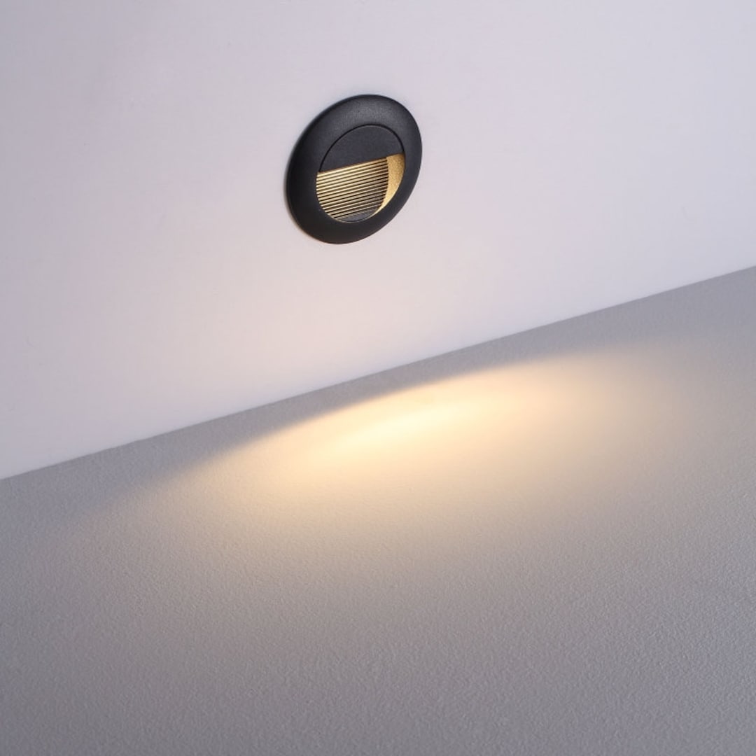 Black Exterior Wall Light, Recessed LED Step Light, Outdoor Wall Sconce ...