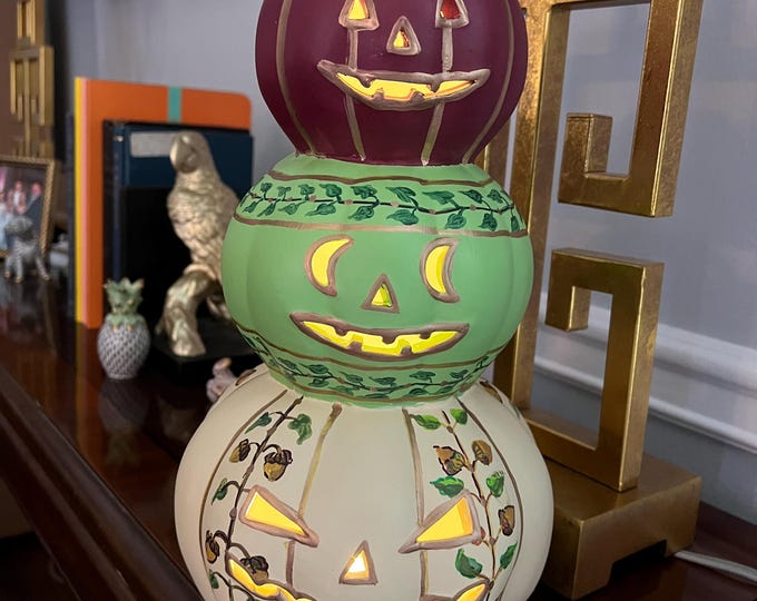 Grandmillennial Large Acorn Light up Pumpkin Stack - Etsy