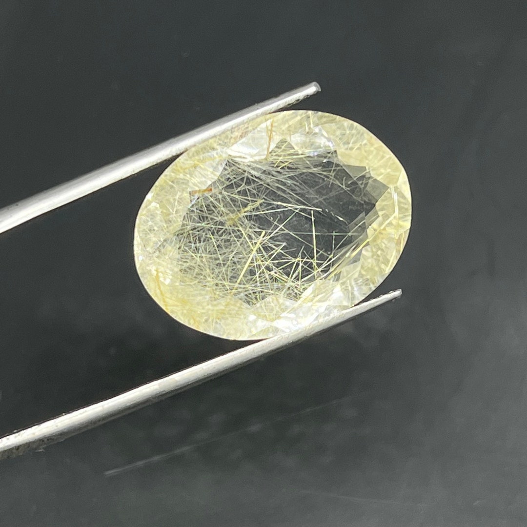 16.66 Cts Natural Golden Rutile in Quartz Golden Rutilated Quartz Oval ...
