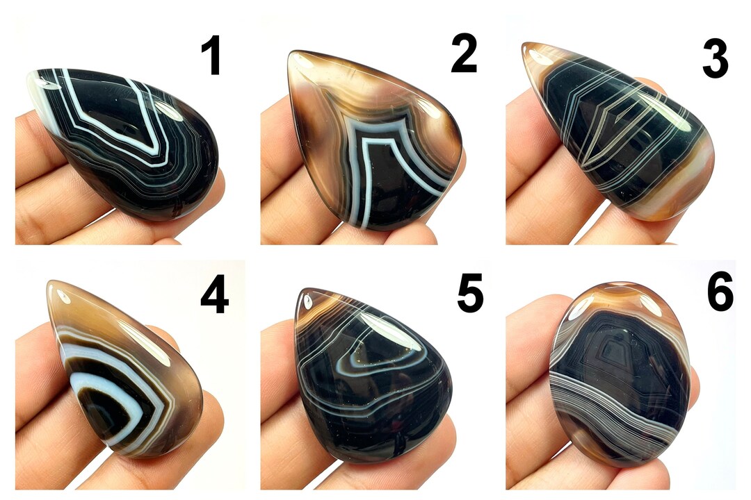 Natural BLACK BANDED Agate/designer Banded Agate Pear Cabochon Gemstone ...