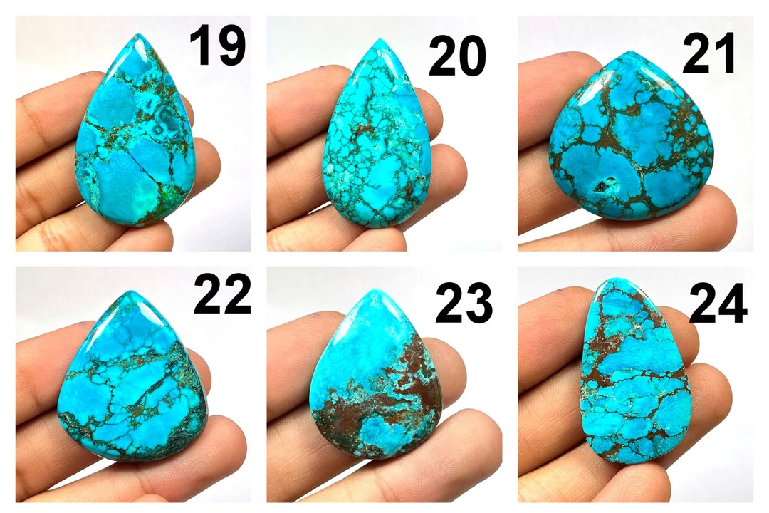 Natural TIBETEN TURQUOISE Pear/fancy Cabochon Loose Gemstone/magnasite ...