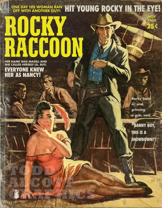Beatles Rocky Raccoon Western Pulp Magazine Mashup Etsy