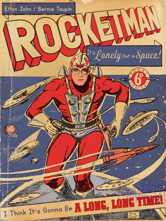 Elton John rocketman 1950s Sci-fi Comic Mashup Art - Etsy Hong Kong