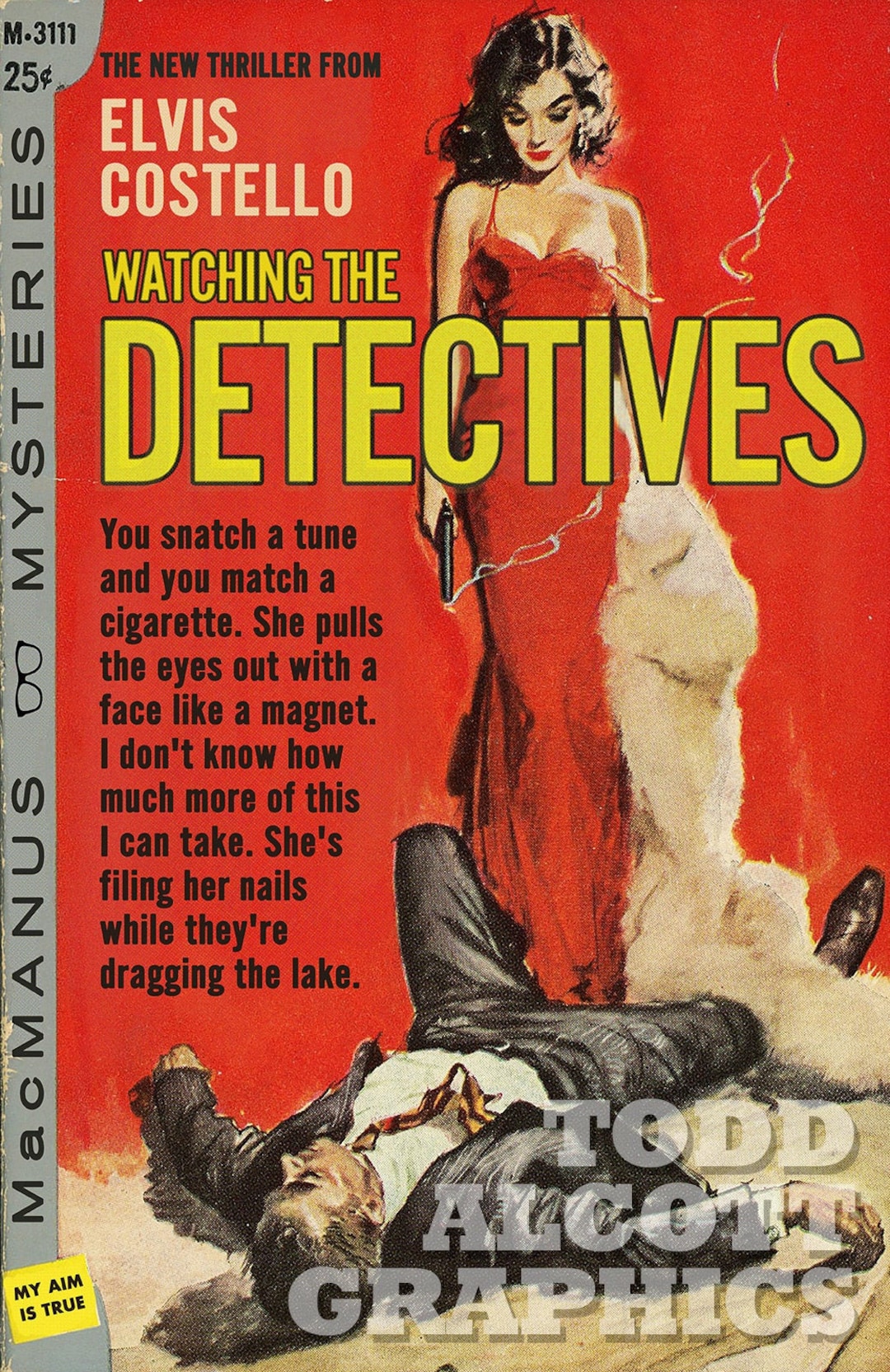 Elvis Costello "watching the Detectives" Pulp Novel Cover Mashup Print ...