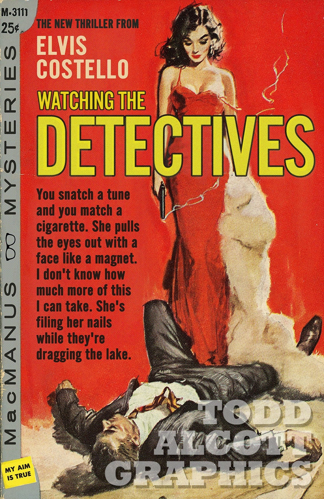 Elvis Costello "watching the Detectives" Pulp Novel Cover Mashup Print ...