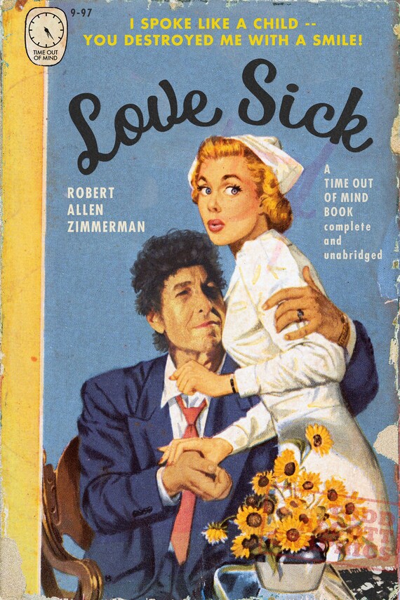 Bob Dylan love Sick 1950s Pulp Novel Mashup Art - Etsy