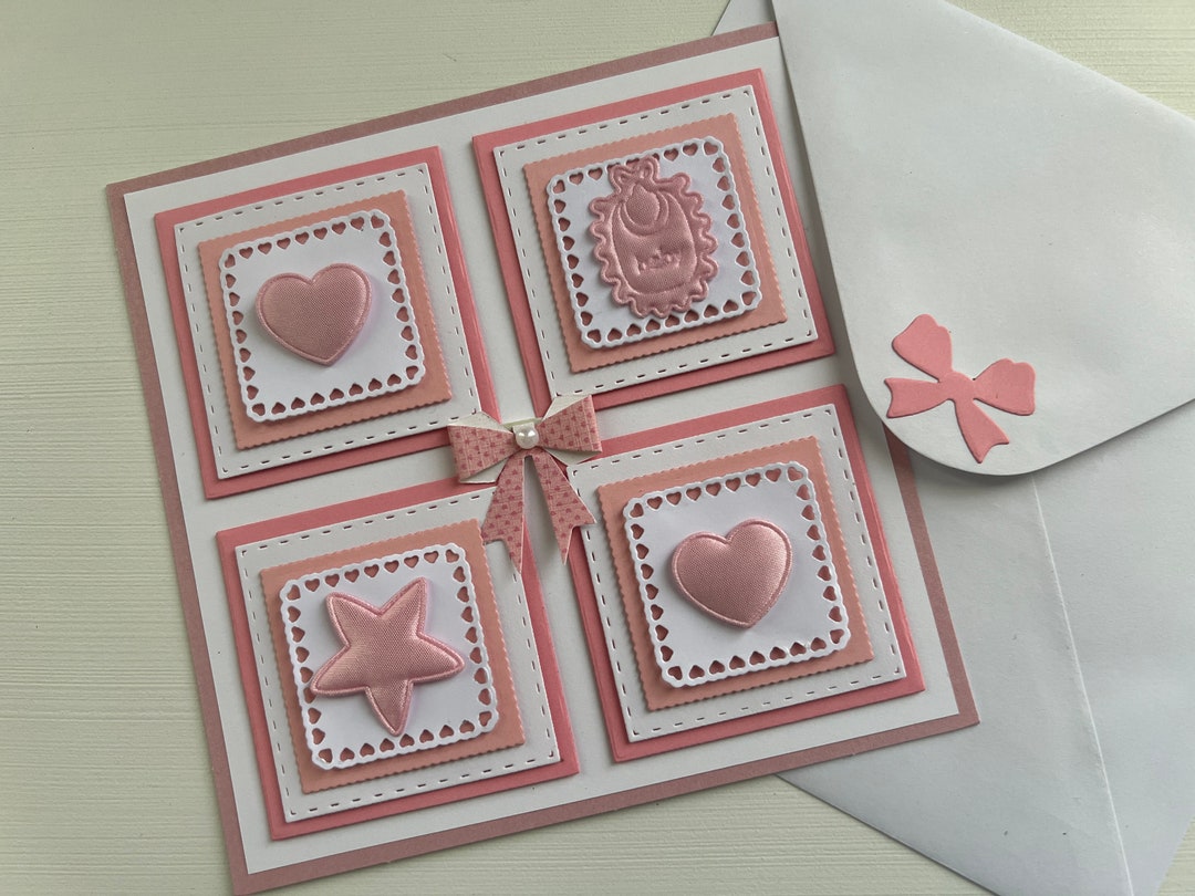 Greeting Card, Girl Birth Card, Birth Card, Baptism Card, Baby Girl ...