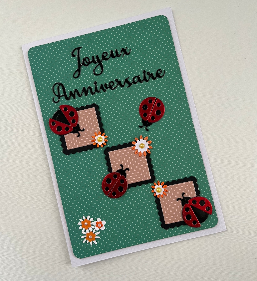 Carte de vœux, Carte Anniversaire, Carte Coccinelles, Carte pour fille ...