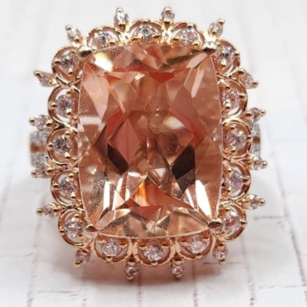 Large Morganite Ring - Etsy