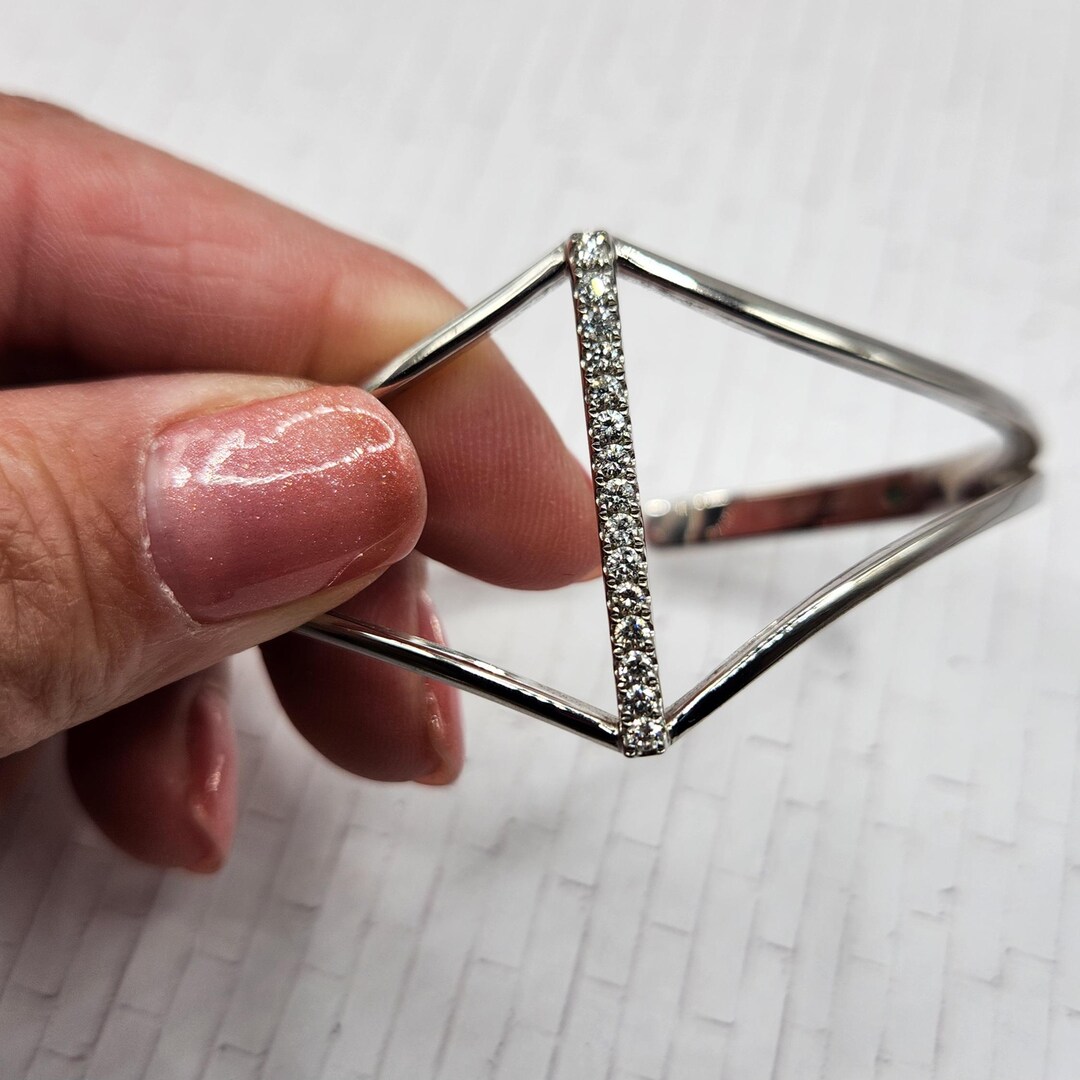 Sofia Vergara GENUINE DIAMOND Line Cuff Bracelet in Platinum Over ...