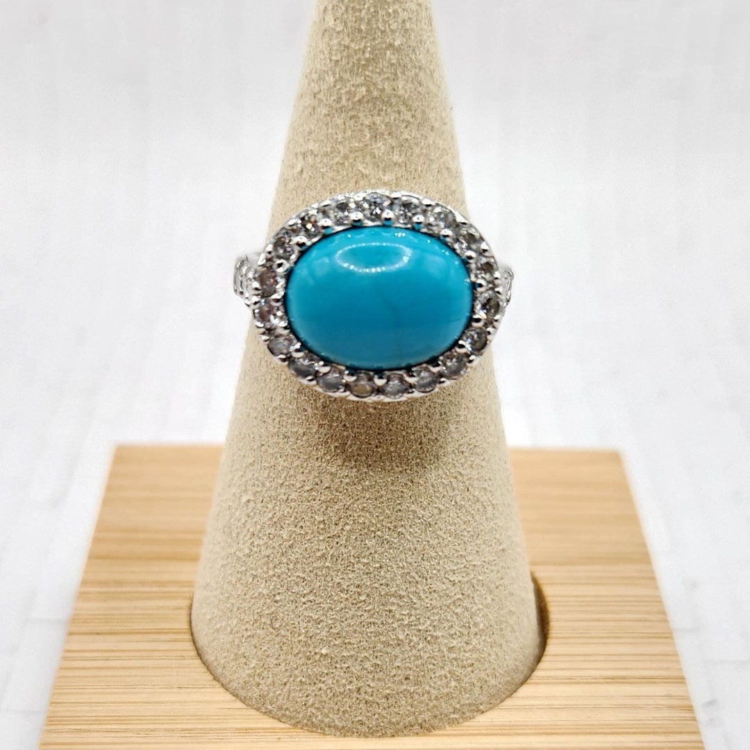 JOSEPH ESPOSITO Genuine Turquoise and CZ Ring in Sterling Silver - Size ...
