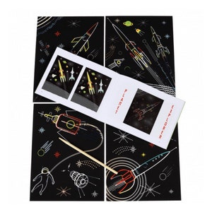 Space Age Scratch Art Kit. Rockets. Outer Space. Craft Kit. Great Gift ...