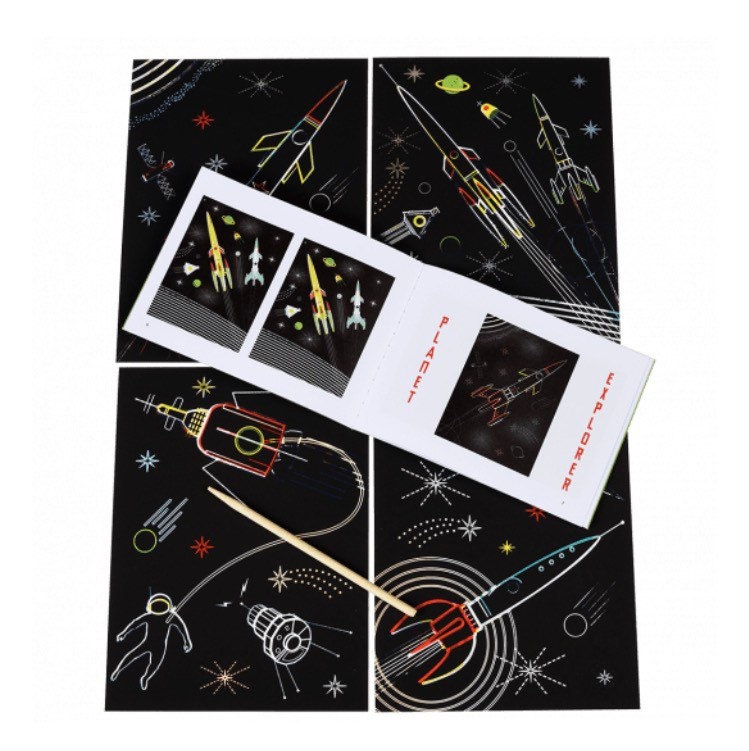 Space Age Scratch Art Kit. Rockets. Outer Space. Craft Kit. - Etsy UK