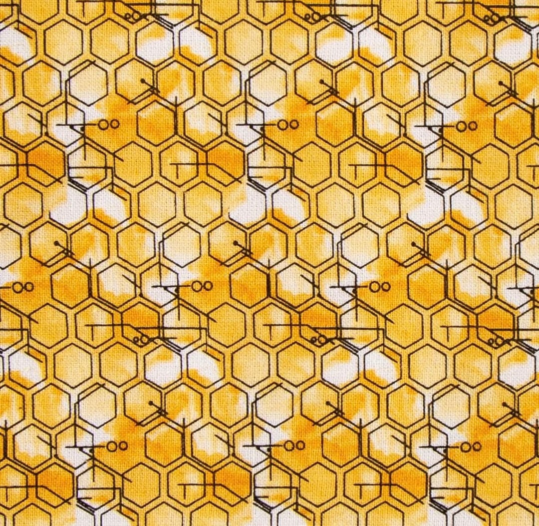 Honeycomb Cotton Fabric – Beetanical Quilting, Bee Print Fabric From ...