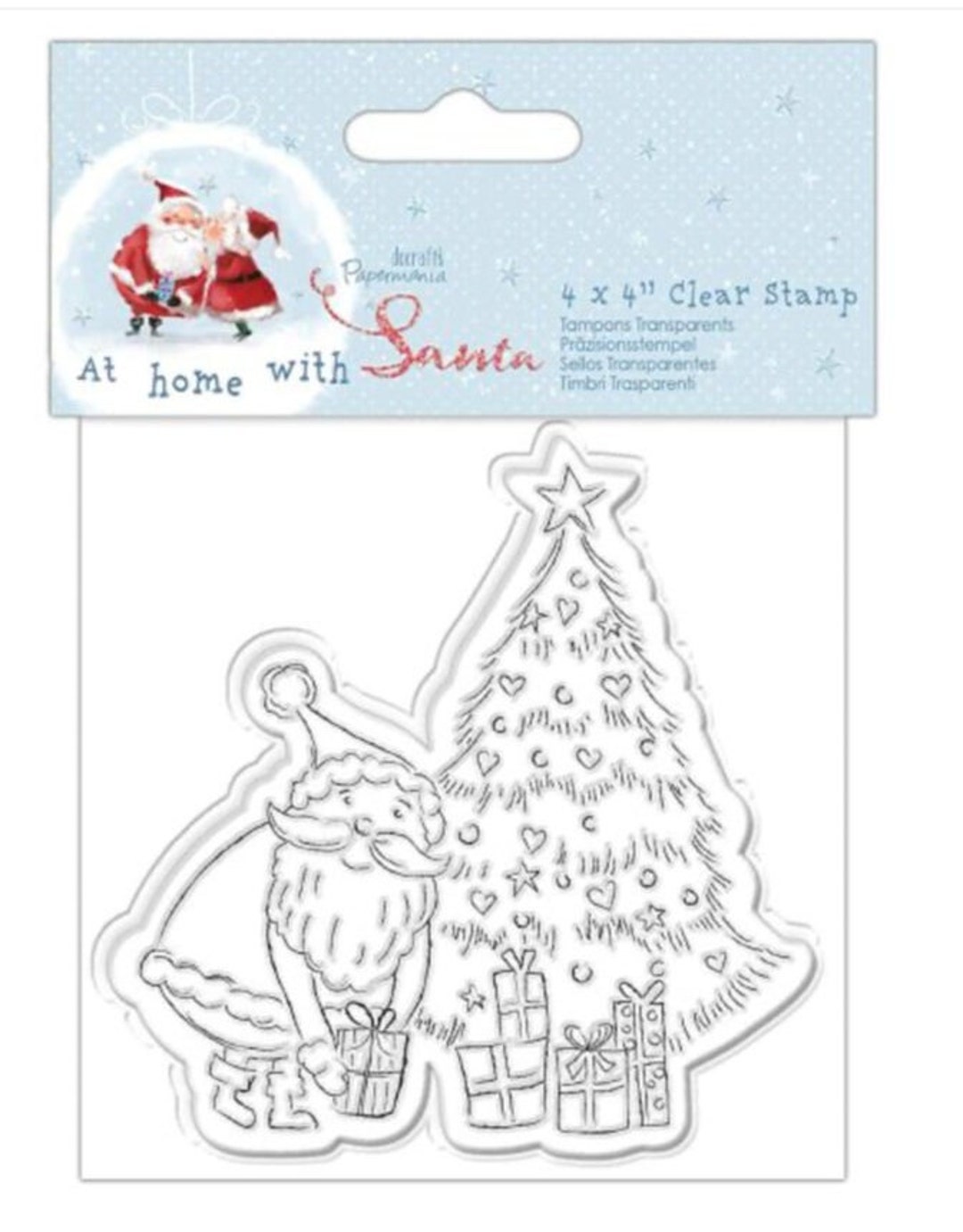 At Home With Santa 4 X 4 Clear Stamp Santa and Christmas Tree.ink Pad ...