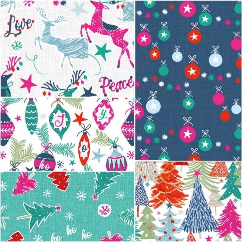 Colourful Christmas Fat Quarters Cotton Sewing Quilting Etsy Uk