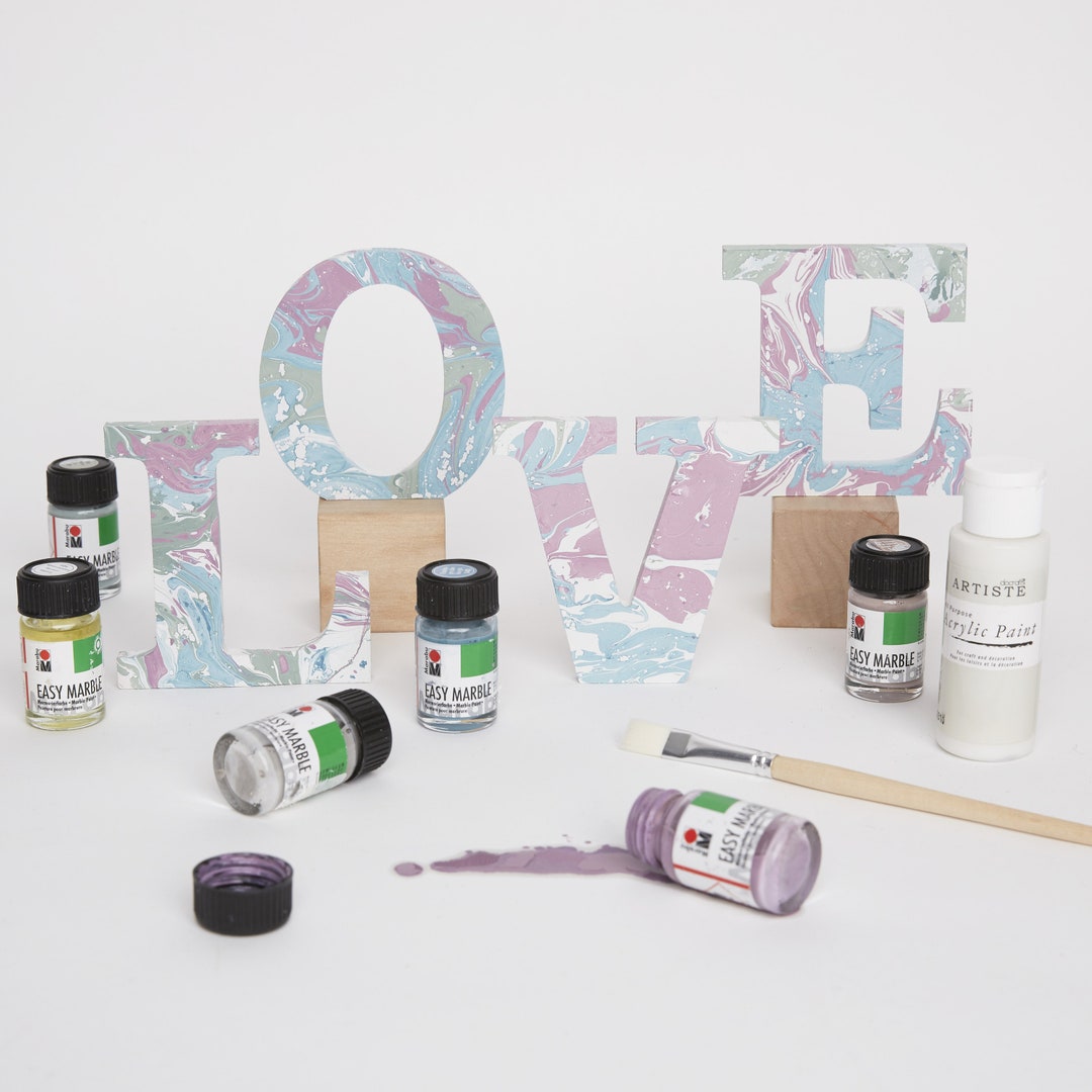 Pastel Easy Marbling Craft Kit and Box Set. Marbling Starter Set. 3D ...