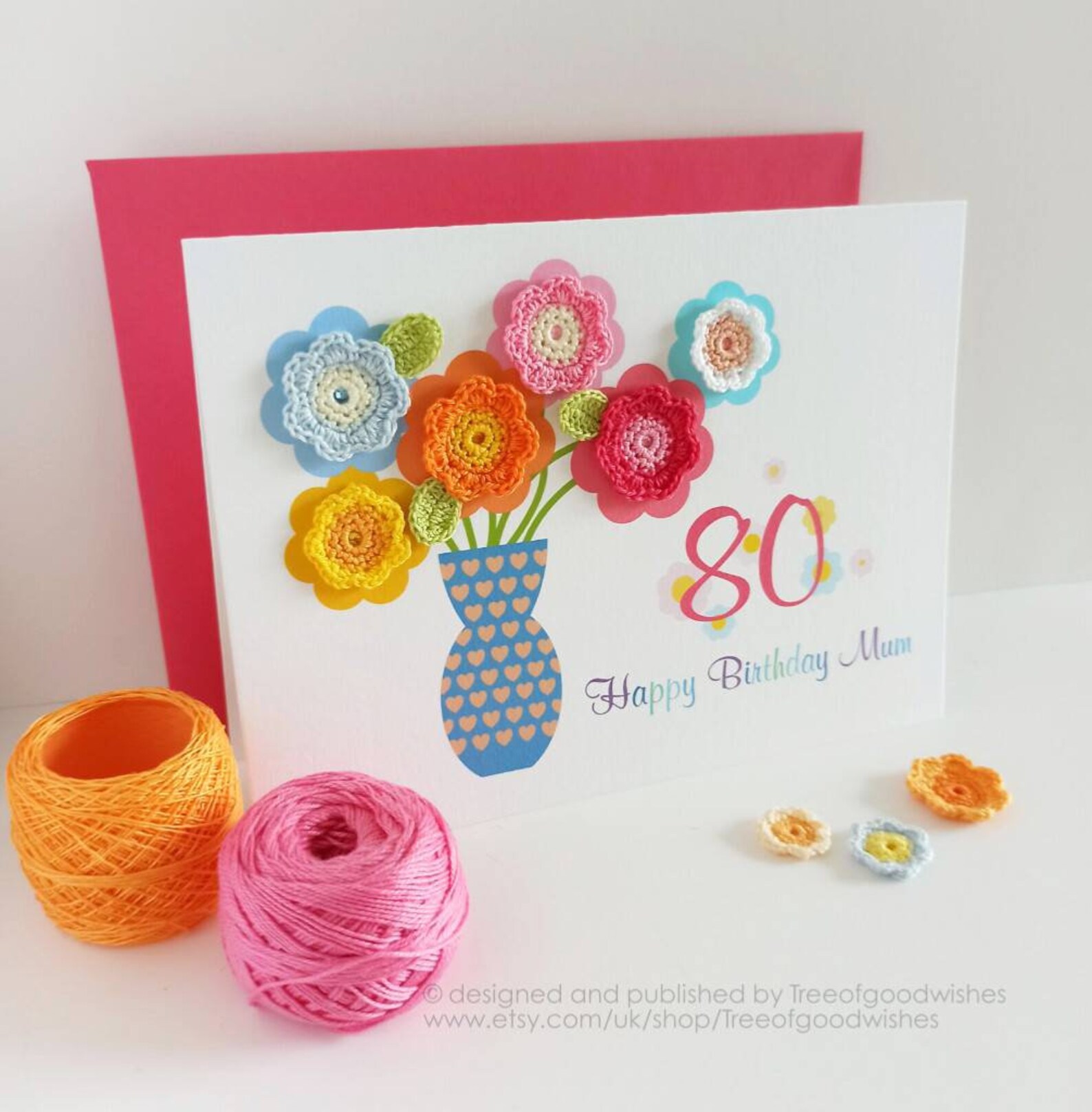 Mum 80th Birthday card Crochet 80th Birthday card Mum Mum | Etsy