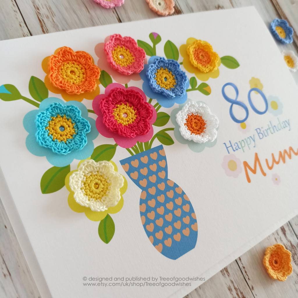 Mum 80th Birthday Large Card Mum 80th Card Handmade Mum 80 - Etsy UK