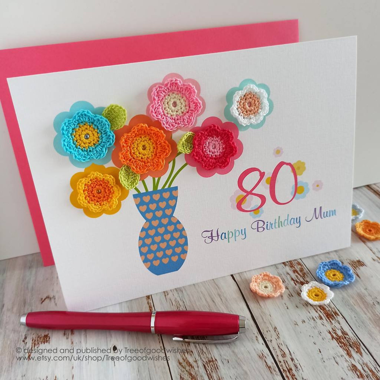 Mum 80th Birthday Card Crochet 80th Birthday Card Mum Mum - Etsy UK