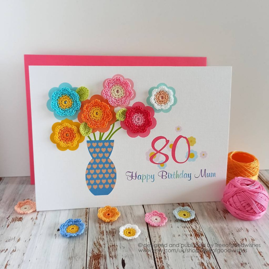 Mum 80th Birthday Card Crochet 80th Birthday Card Mum Mum - Etsy UK