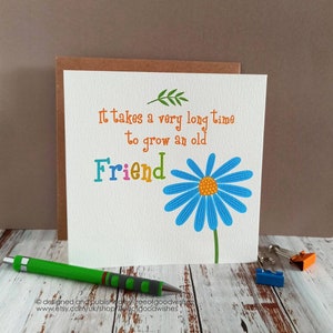 Old Friend Birthday Card: Cheerful Friendship Thank You Card - Etsy UK