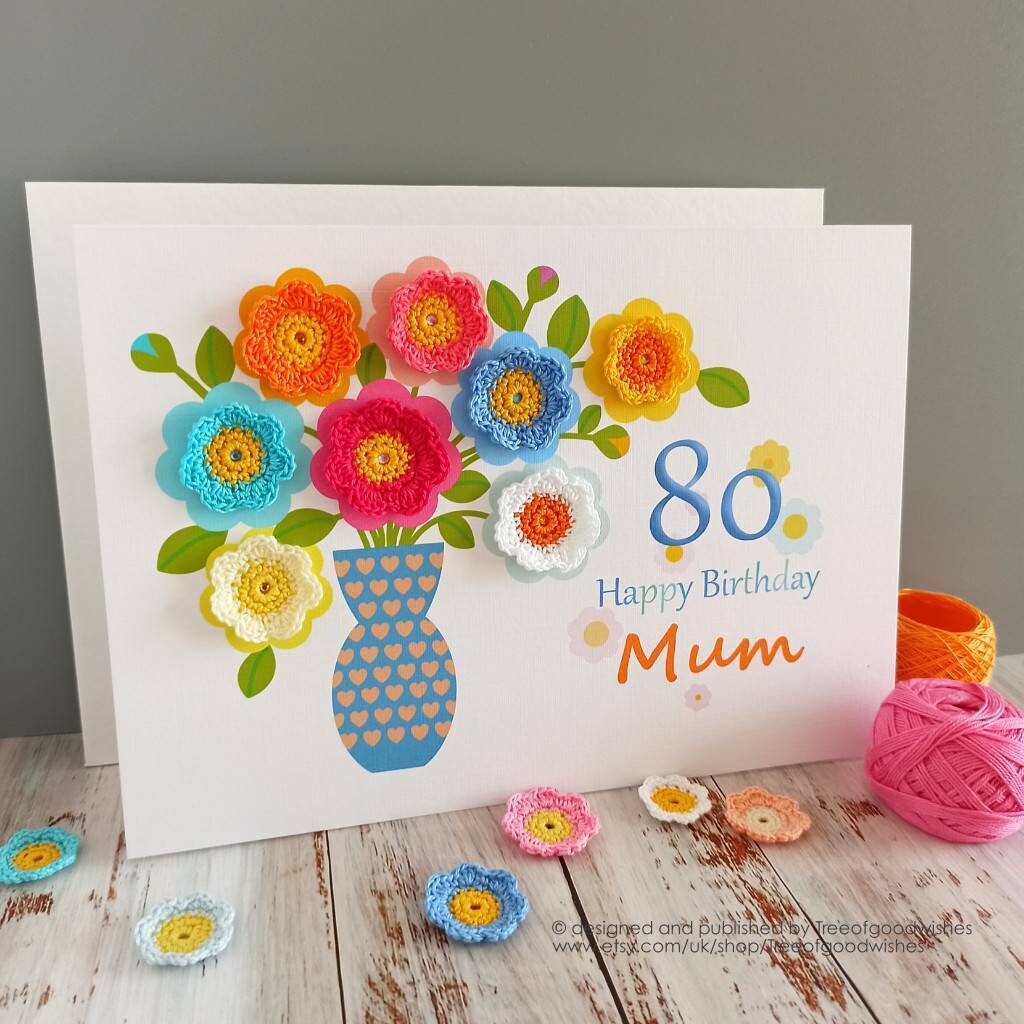 Mum 80th Birthday Large Card Mum 80th Card Handmade Mum 80 - Etsy UK