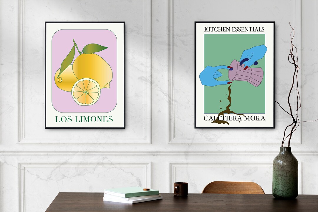 Set of Two Posters |coffee Maker Poster| Lemon Poster| Instant Download ...