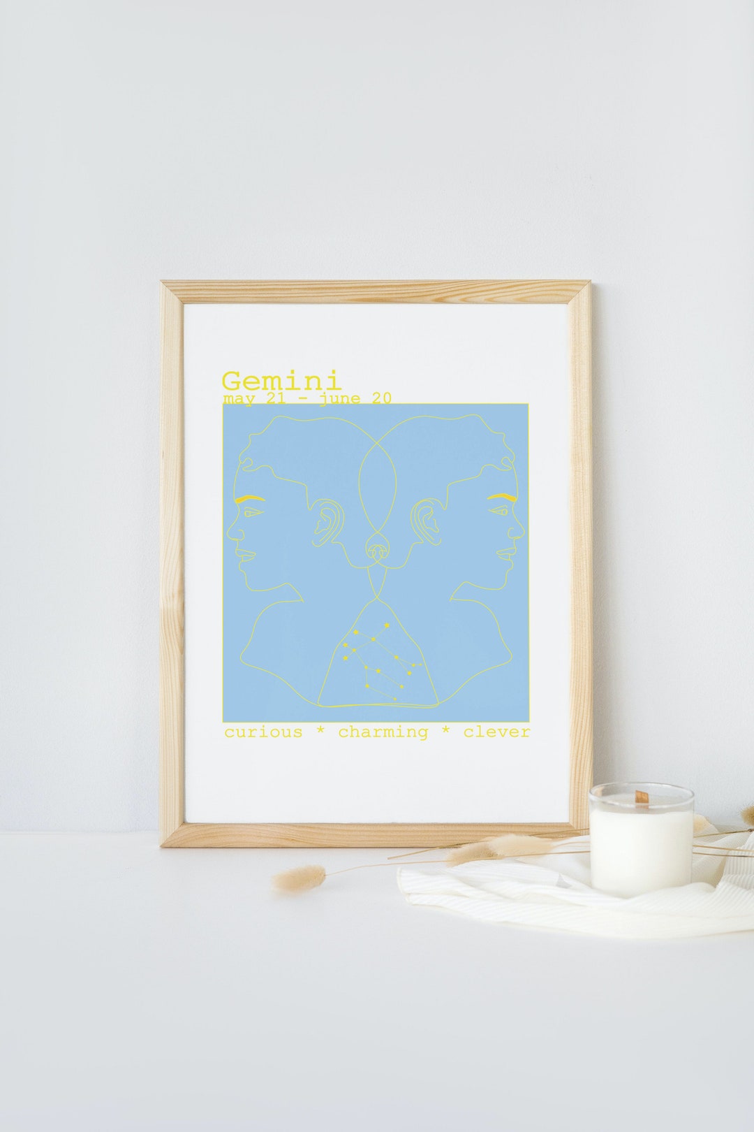 Gemini Poster, Gemini Zodiac Sign Poster, Astrology Poster, Minimalist ...