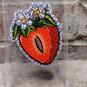 Glitter Strawberry Sticker - Etsy